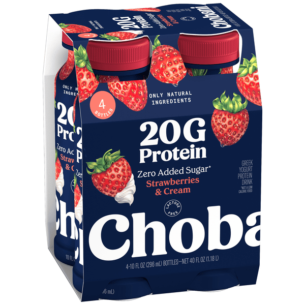 Chobani 20g Protein Greek Yogurt Drink Strawberry Cream, 4Pk | Hy-Vee ...