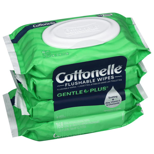 Cottonelle GentlePlus Flushable Wet Wipes with Aloe & Vitamin E, 4-42 ...