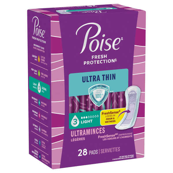 Poise Ultra Thi Pads, Light, Regular Length | Hy-Vee Aisles Online ...