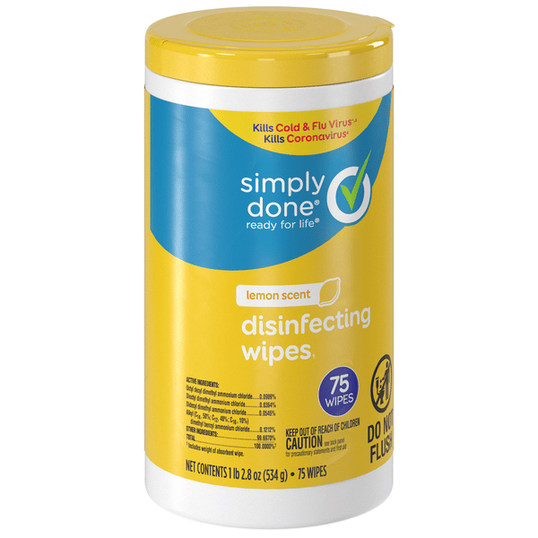 Simply Done Lemon Scent Disinfecting Wipes | Hy-Vee Aisles Online ...