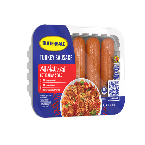 Butterball Turkey Sausage, All Natural, Hot Italian Style | Hy-Vee ...