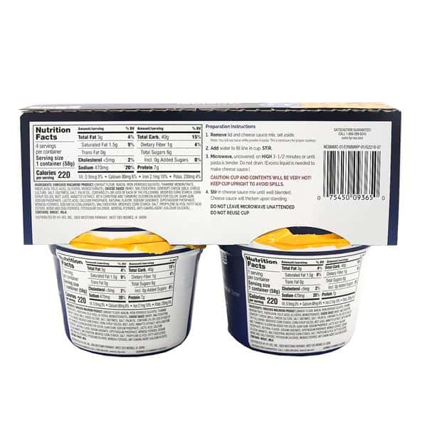 Hy-Vee Original Macaroni & Cheese Dinner 4-2.05 oz Cups | Hy-Vee Aisles ...