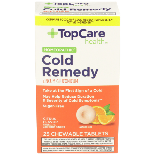 Top Care Health Homeopathic Cold Remedy Zinc Citrus Flavor Chewable ...