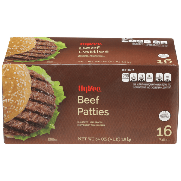 Hy-Vee Frozen Beef Patties 16ct | Hy-Vee Aisles Online Grocery Shopping