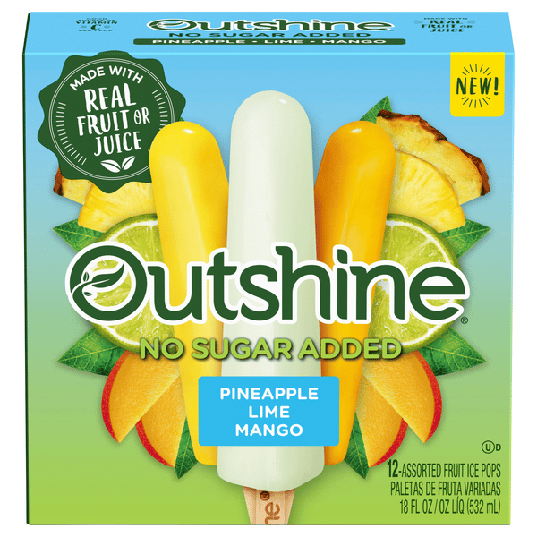 Outshine Fruit Ice Pops, Pineapple Lime Mango Assorted, No Sugar Added ...