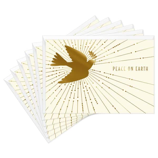Hallmark Gold Christmas Cards (6 Cards with Envelopes) Peace on Earth ...