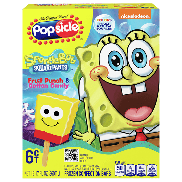 Popsicle SpongeBob SquarePants Fruit Punch & Cotton Candy Frozen ...