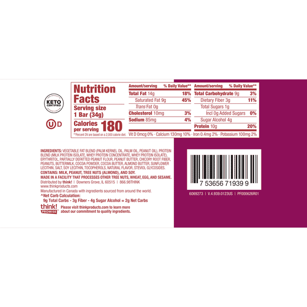 Think! Delight Chocolate Peanut Butter Cookie Dough Protein Bar | Hy ...