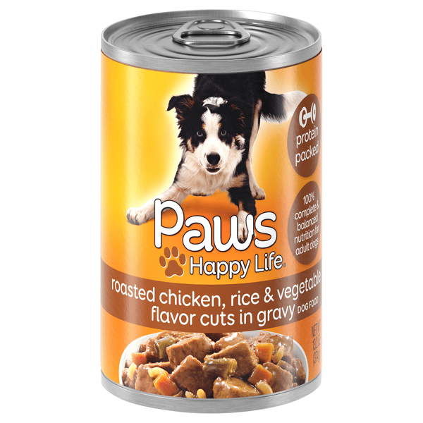 Paws Happy Life Dog Food, Roasted Chicken, Rice & Vegetable Flavor Cuts ...