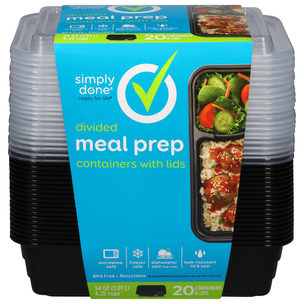 Simply Done Divided Meal Prep Containers With Lids | Hy-Vee Aisles ...
