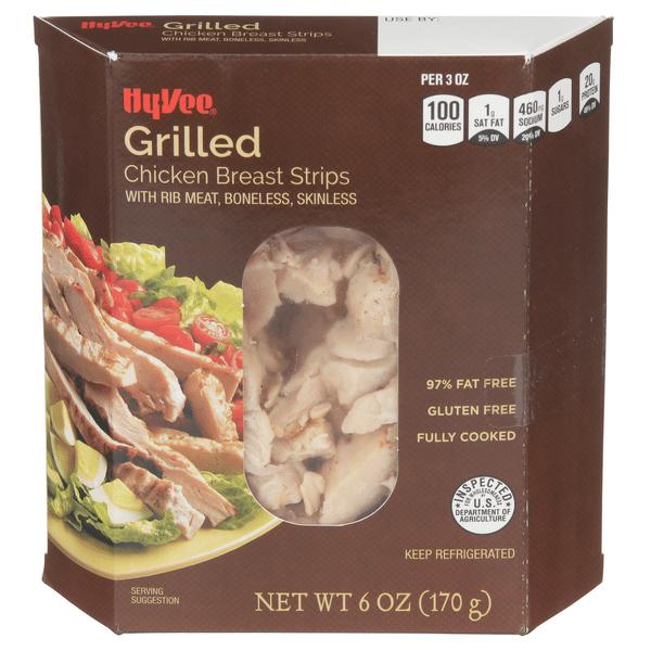 Hy-Vee Fully Cooked Grilled Chicken Breast Strips | Hy-Vee Aisles ...