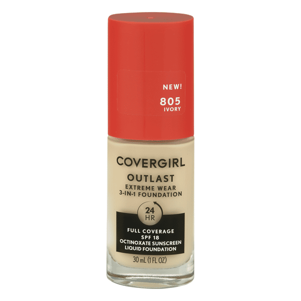 Covergirl Outlast Extreme Wear 3-in-1 Foundation, Ivory 805, SPF18 | Hy ...