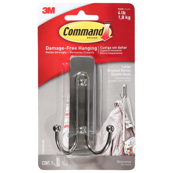 3M Command Large Brushed Nickel Double Hook | Hy-Vee Aisles Online ...