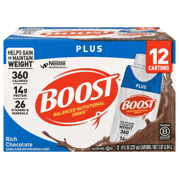 Boost Plus Nutritional Drink, Rich Chocolate, 12 Pack | Hy-Vee Aisles ...