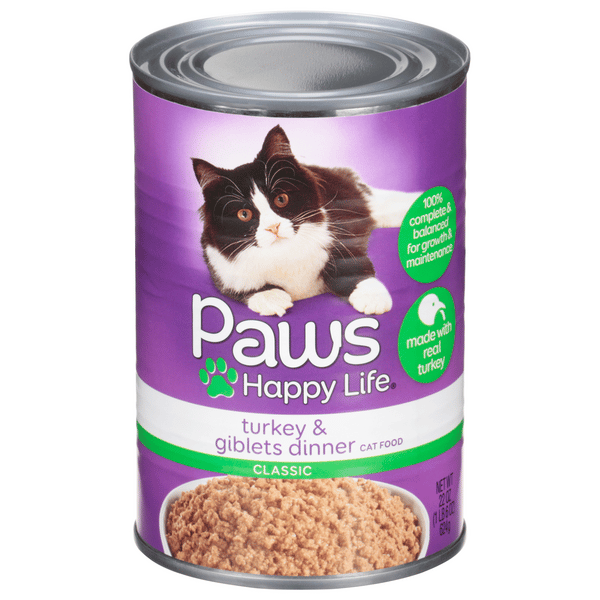 Paws Happy Life Cat Food, Turkey & Giblets Dinner, Classic | Hy-Vee ...