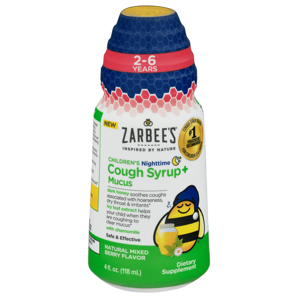 Zarbee's Children's Nighttime Cough Syrup + Mucus, Natural Mixed Berry ...