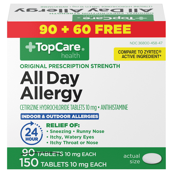 TopCare All Day Allergy, Original Prescription Strength, 10 Mg, Tablets ...