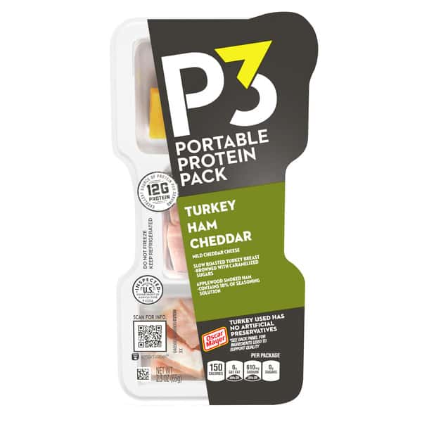 P3 Portable Protein Snack Pack with Turkey, Ham & Cheddar Cheese | Hy ...