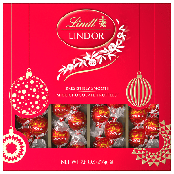 Lindt LINDOR Holiday Milk Chocolate Candy Truffles Modern Gift Box, 7.6 ...