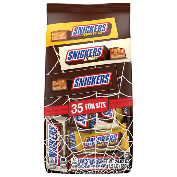 Snickers Milk Chocolate, Peanut Butter, & Almond Candy Bars Fun Size ...