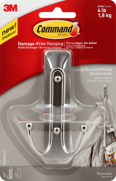 3M Command Large Brushed Nickel Double Hook | Hy-Vee Aisles Online ...