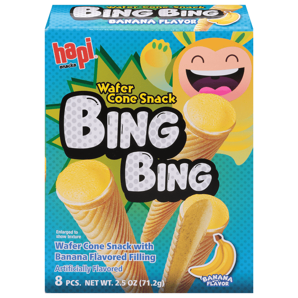 Hapi Snacks Bing Bing Wafer Cone Snack, Banana Flavor 8Ct | Hy-Vee ...