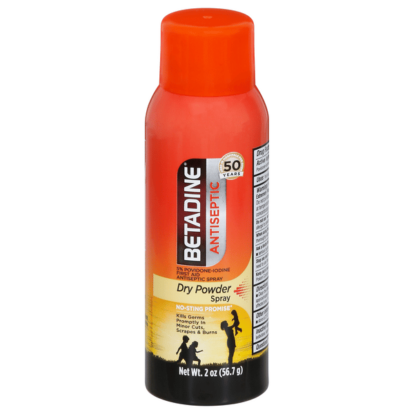 Betadine Antiseptic Dry Powder Spray | Hy-Vee Aisles Online Grocery ...