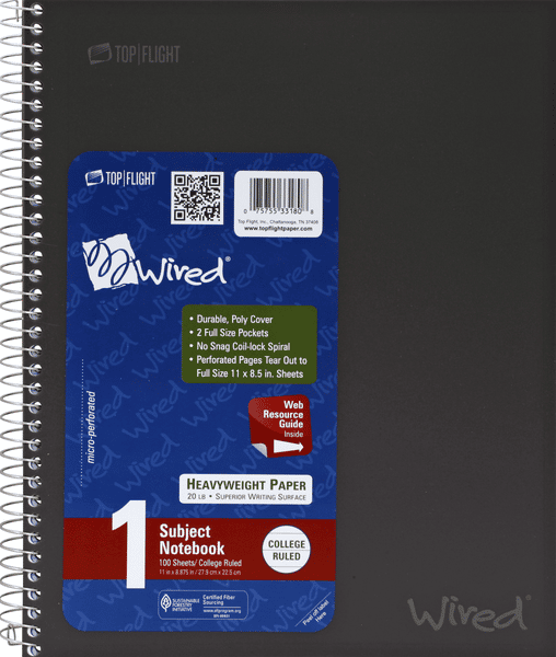 Top Flight Wired 1 Subject Notebook, College Ruled | Hy-Vee Aisles ...