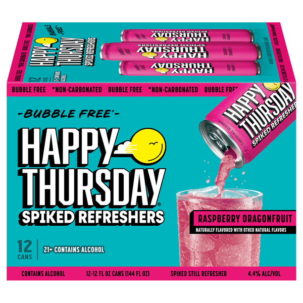 Happy Thursday Spiked Refreshers, Raspberry Dragonfruit, 12Pk | Hy-Vee ...