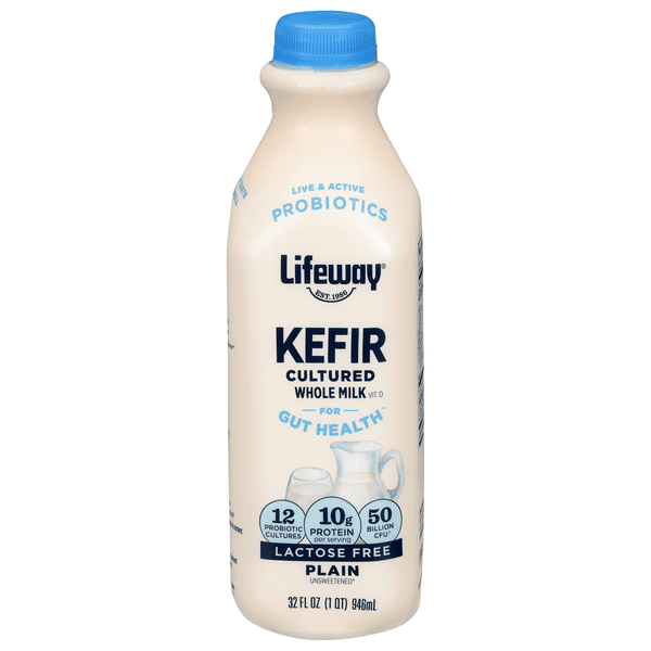 Lifeway Probiotics Kefir Cultured Whole Milk Lactose Free, Plain ...