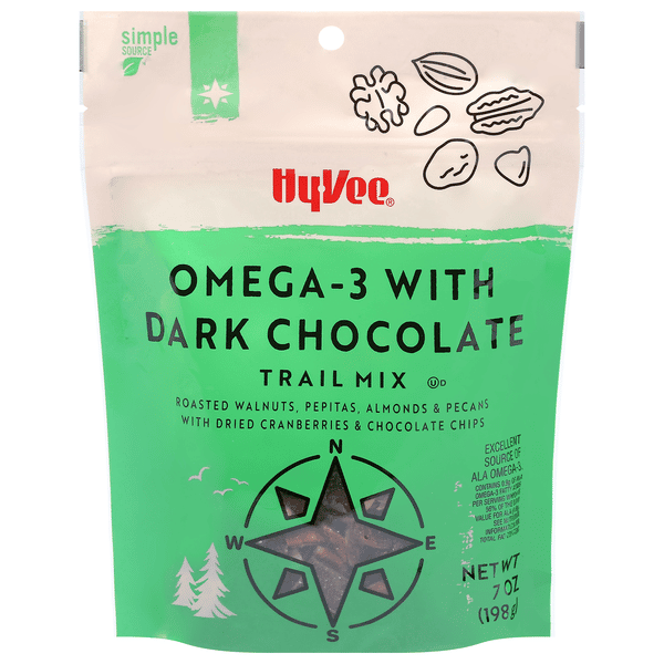 Hy-Vee Omega-3 with Dark Chocolate Trail Mix 7 oz | Hy-Vee Aisles ...