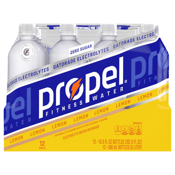 Propel Electrolyte Water Beverage, Zero Sugar, Lemon, 12Pk | Hy-Vee ...