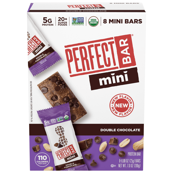 Perfect Bar Mini Gluten-Free Double Chocolate Protein Bar, Organic, 8 ...