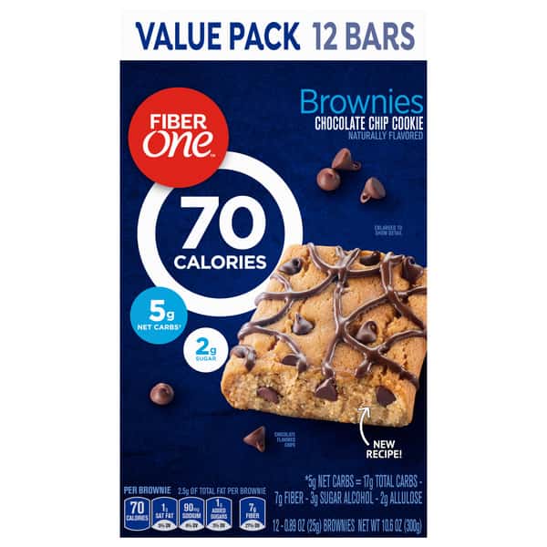Fiber One 70 Calories Chocolate Chip Cookie Brownies, 12-0.89 oz | Hy ...