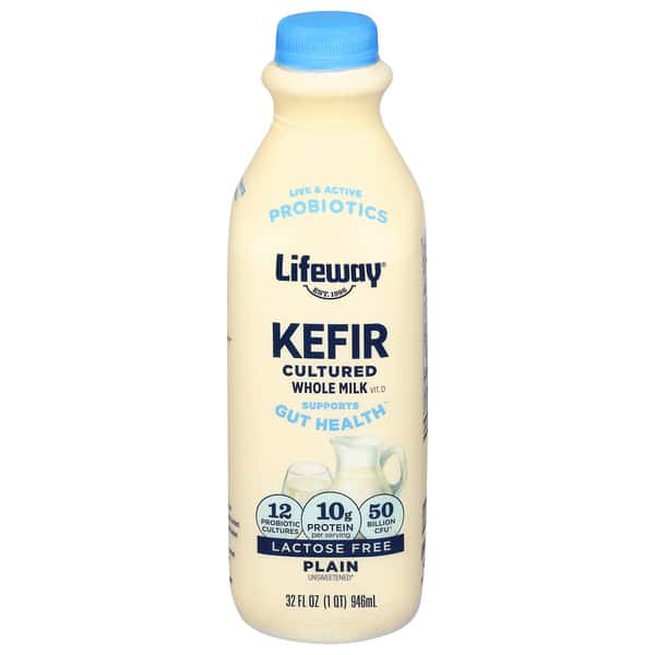 Lifeway Probiotics Kefir Cultured Whole Milk Lactose Free, Plain ...